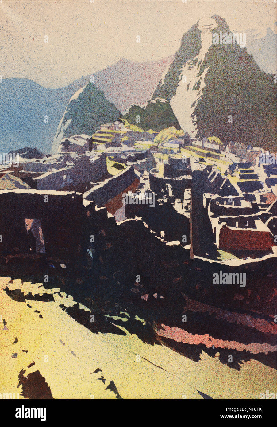 Fine art watercolor painting of Incan ruins of Machu Picchu- Sacred ...
