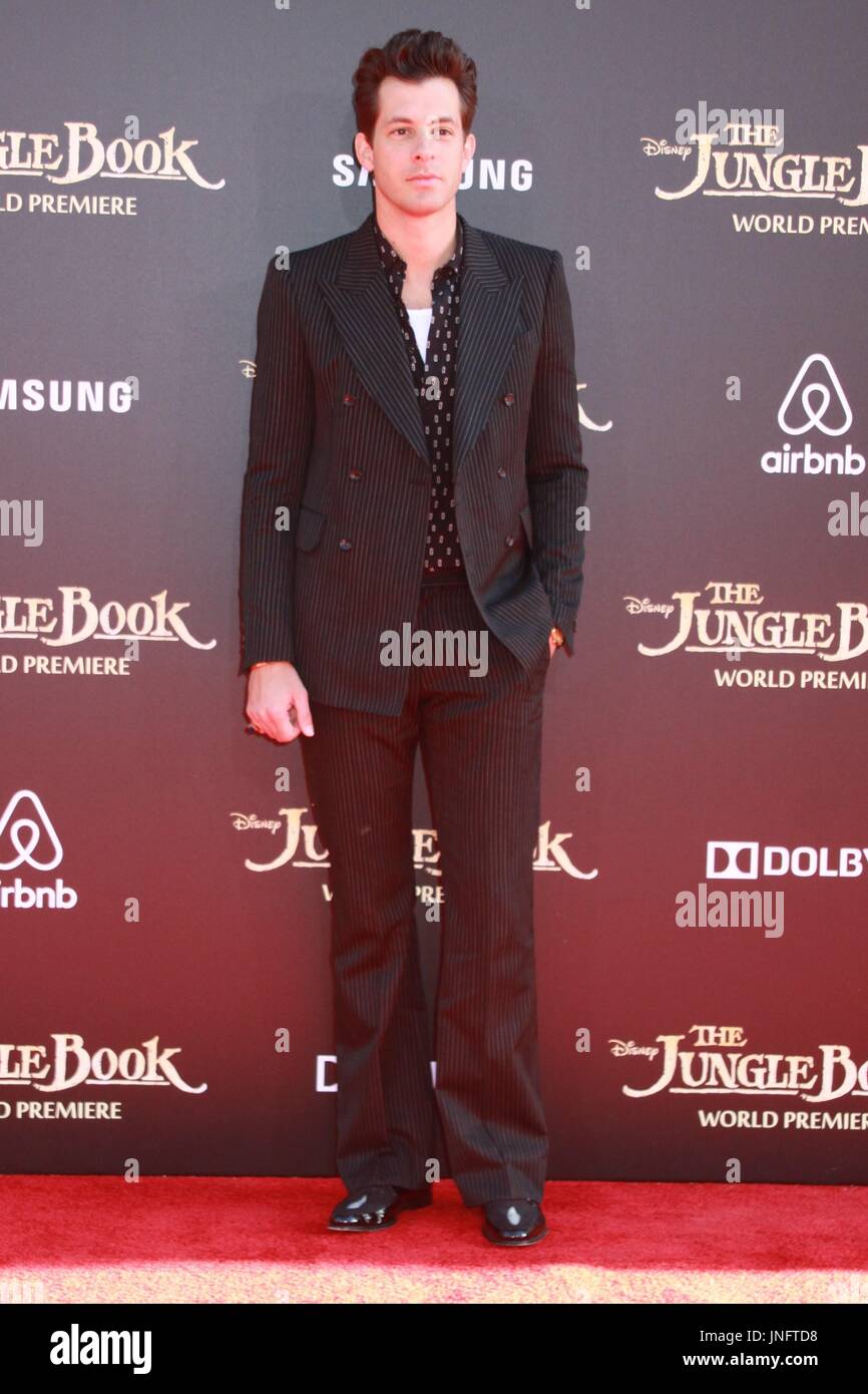 Mark Ronson 04/04/2016 The World Premiere of “The Jungle Book” held at ...