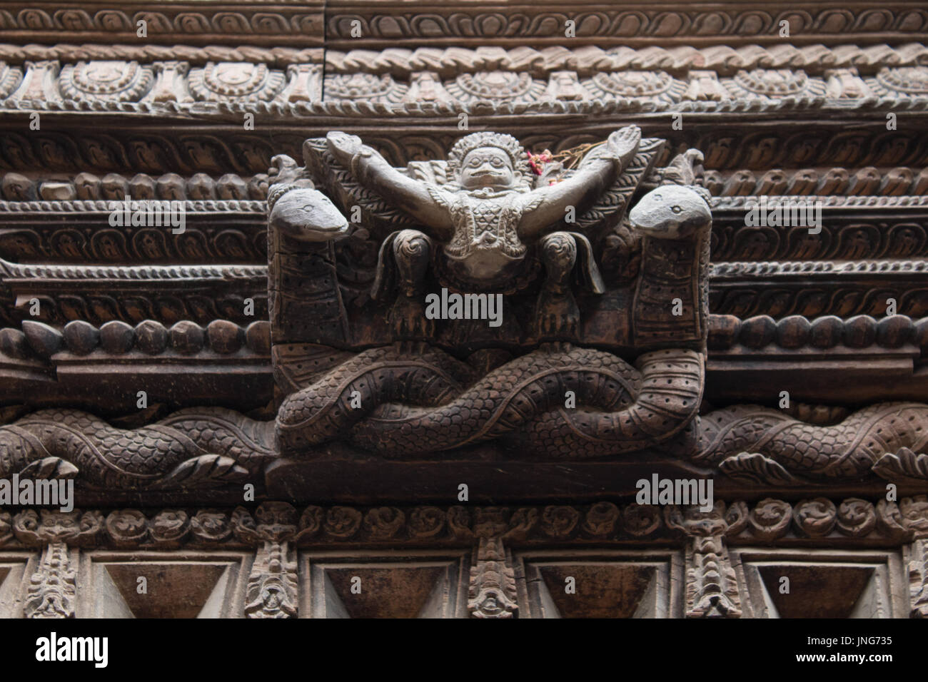 Snake carving in Sundari Chowk Patan Durbar Square Kathmandu Nepal ...