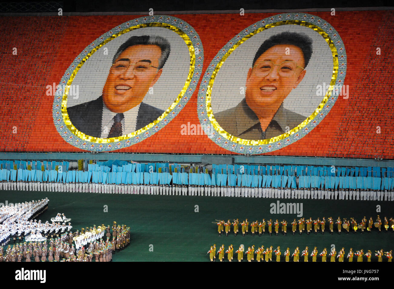 08.08.2012, Pyongyang, North Korea, Asia - The portraits of the late ...
