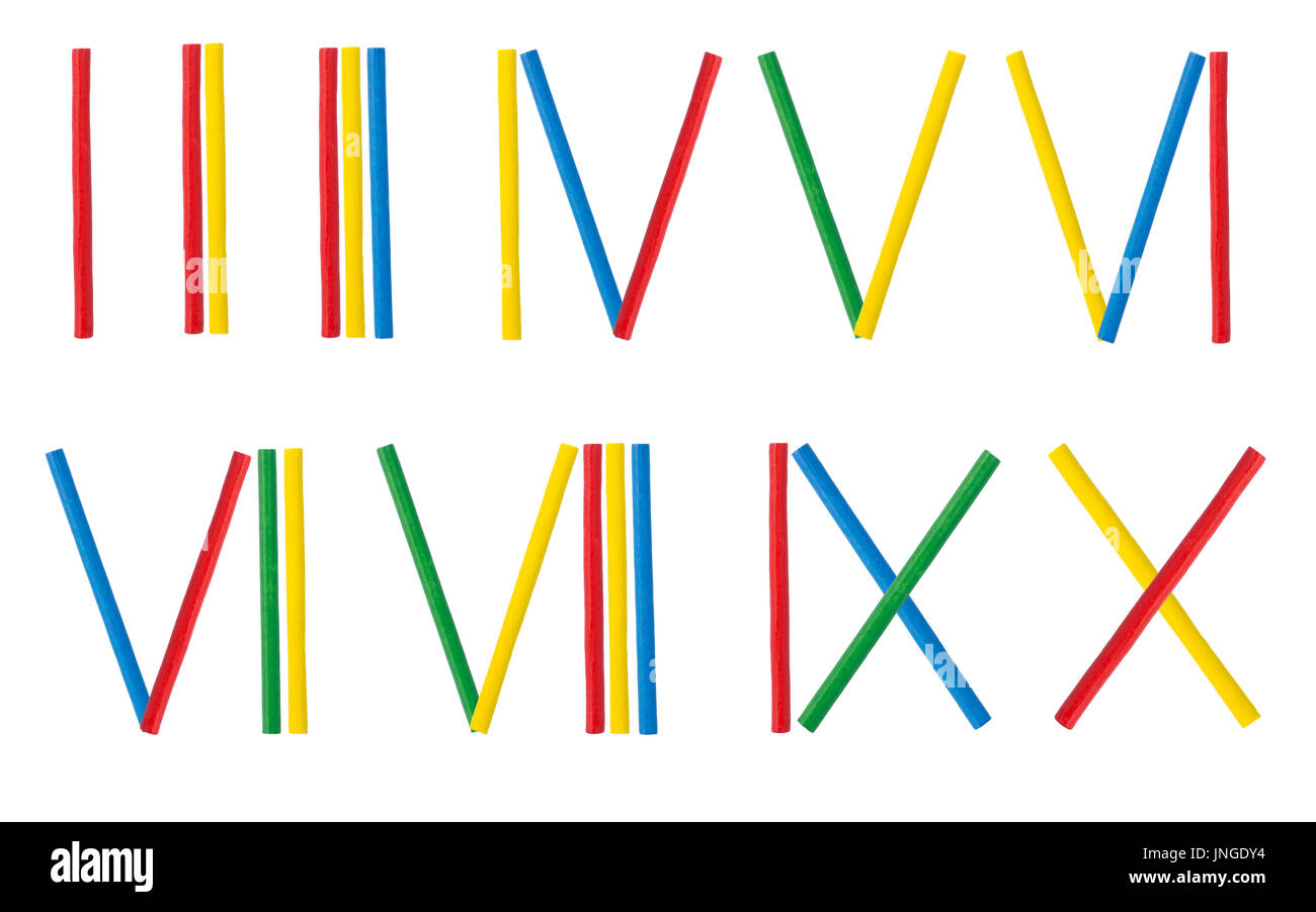 Roman numerals set made from mathematical wooden stick isolated on ...