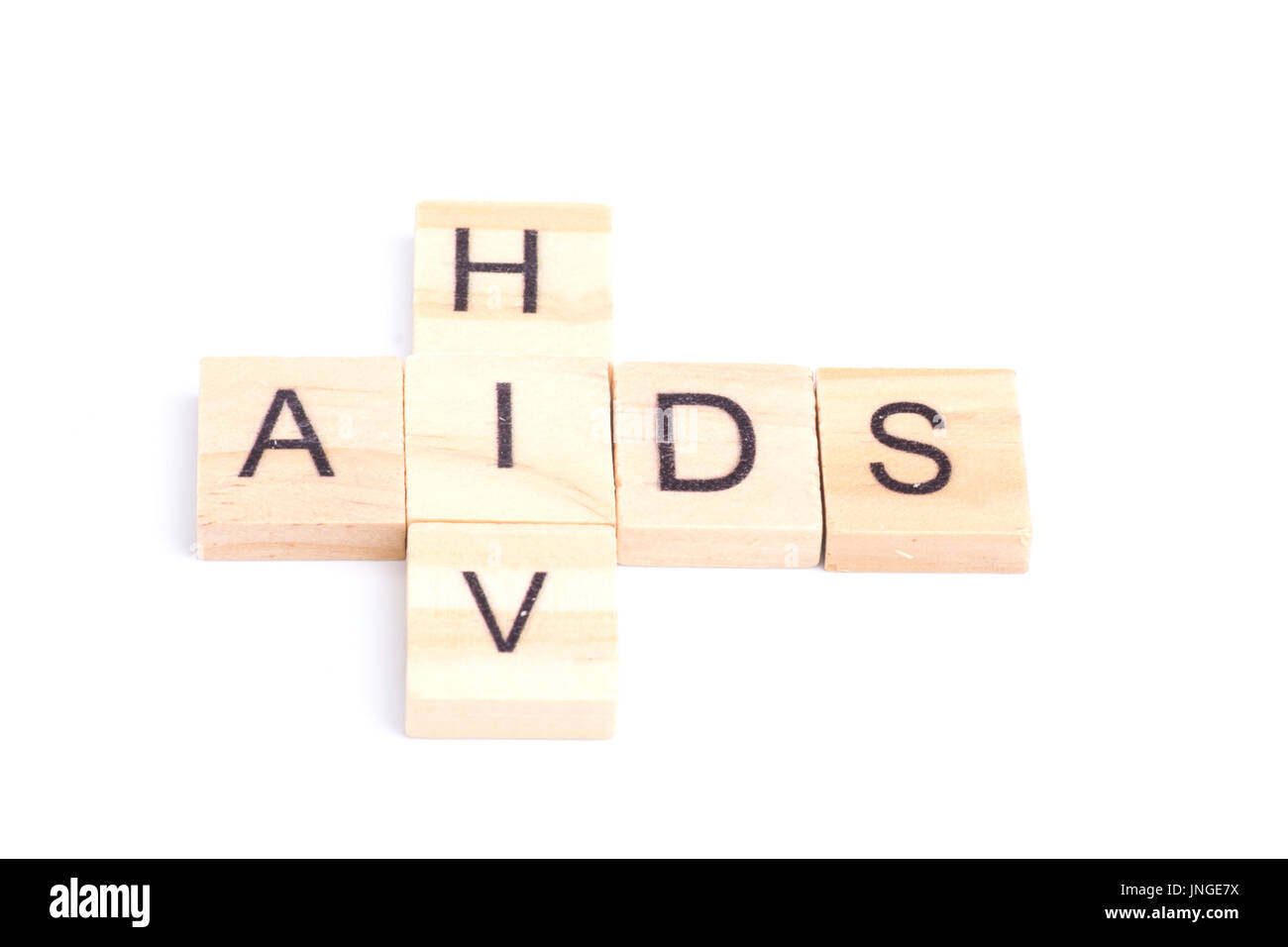 HIV and AIDS word on square tile concept isolated on white background ...