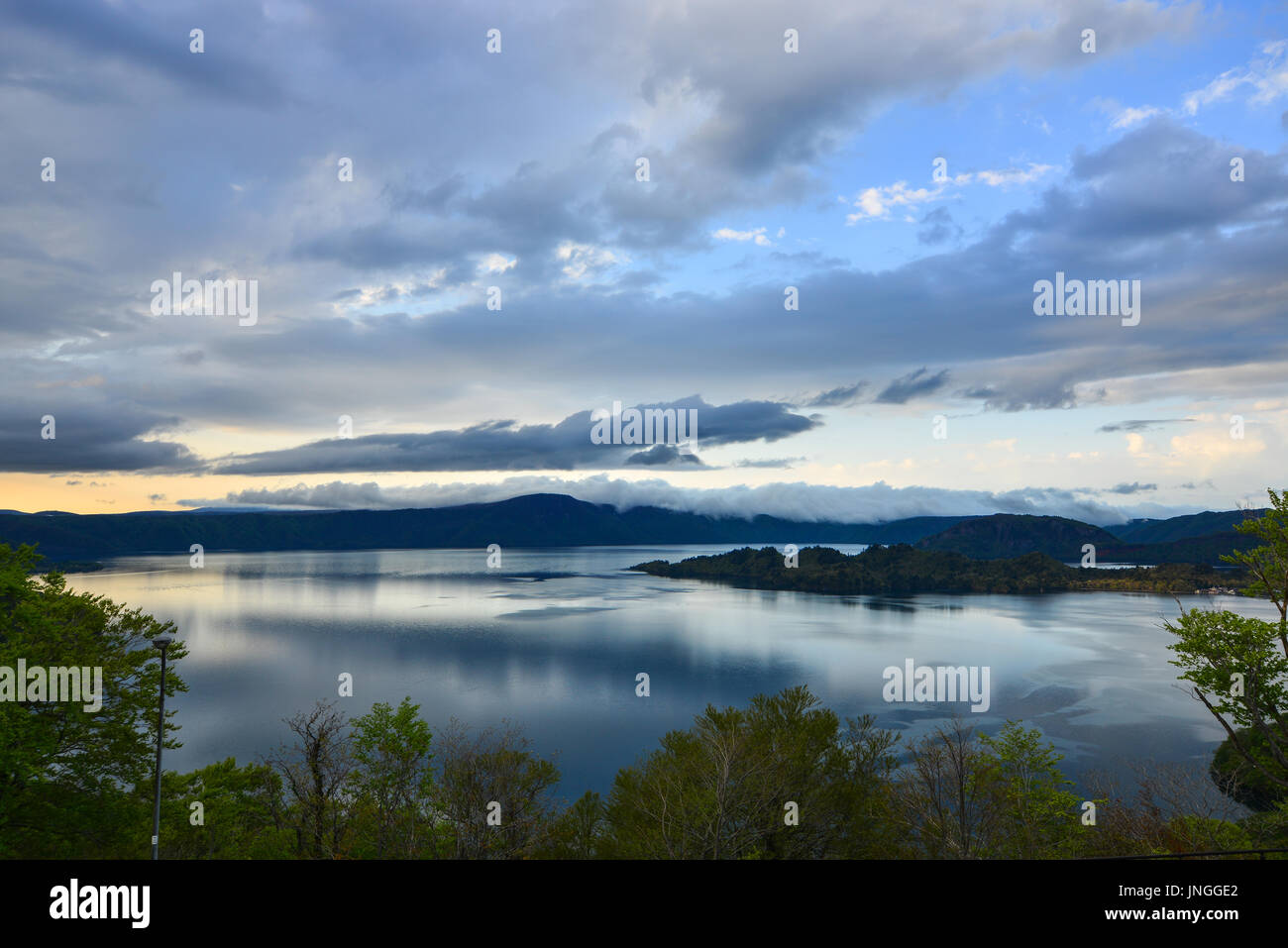 View of Lake Towada at summer day in Aomori, Japan. Lake Towada is the ...