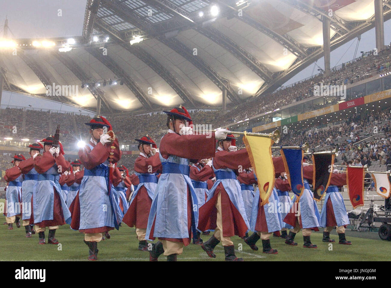 SEOUL, South Korea - Korean men in traditional costume parade through ...