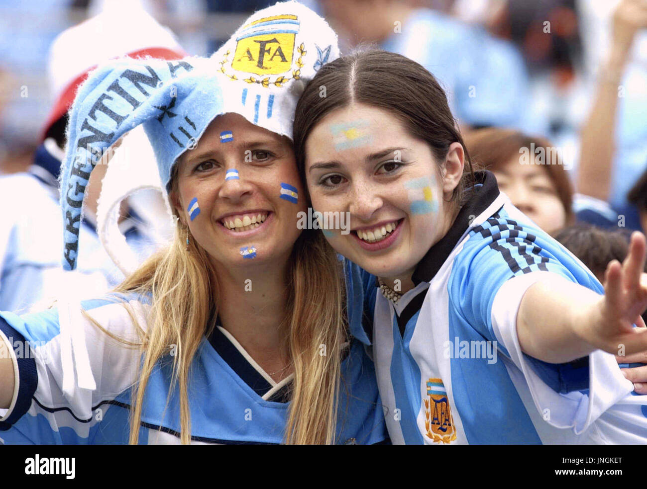 RIFU, Japan - Argentina supporters pose for a photograph before the ...