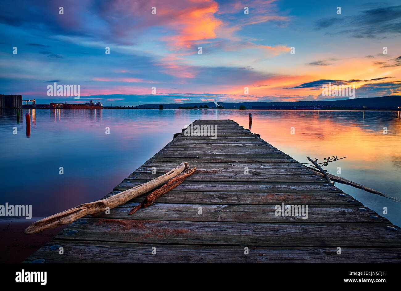 Orange Golden Sunset by the Lake Stock Photo - Alamy