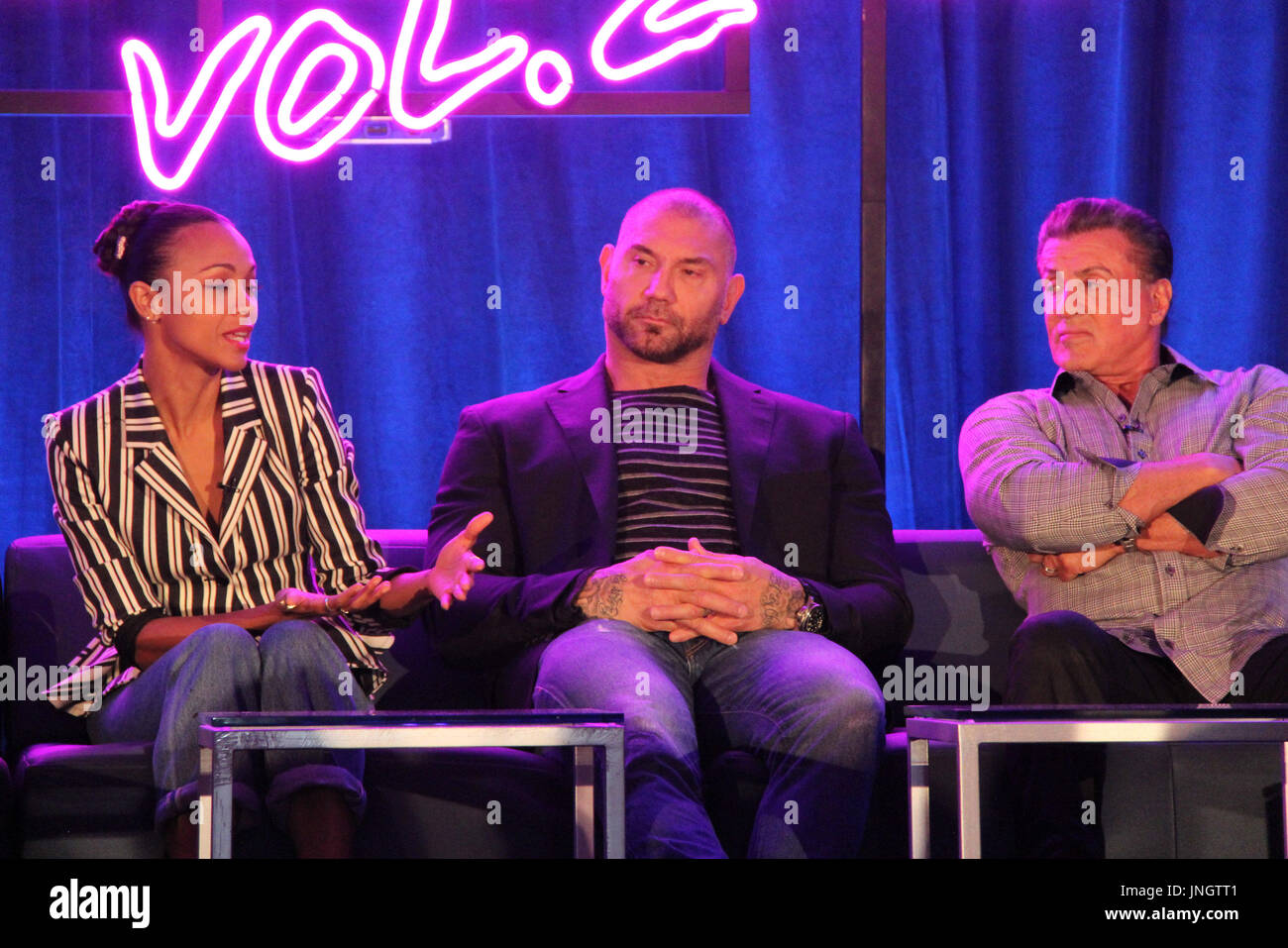 Zoe Saldana, Dave Bautista, Sylvester Stallone 04/20/2017 Zoe Saldana, Dave Bautista, Sylvester Stallone 04/20/2017