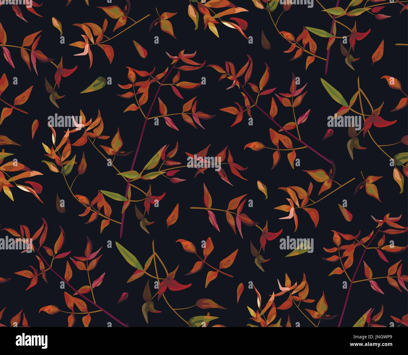 Seamless pattern leaf red orange yellow green color leaves. Vector ...