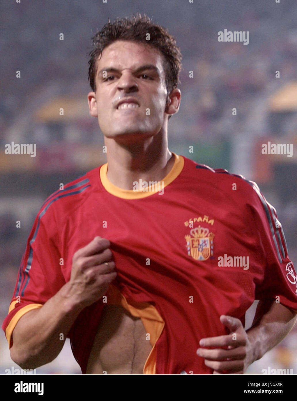 SUWON, South Korea - Spain striker Fernando Morientes reacts after ...