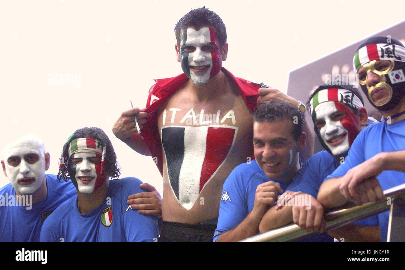 TAEJON, South Korea - Italy supporters pose at Taejon World Cup Stadium ...