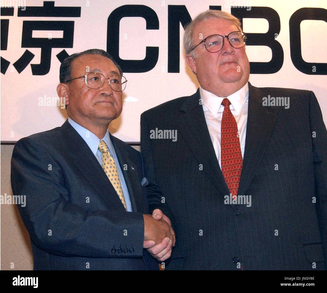 TOKYO, Japan - Sadahiko Sugaya (L), president of Japanese broadcaster ...