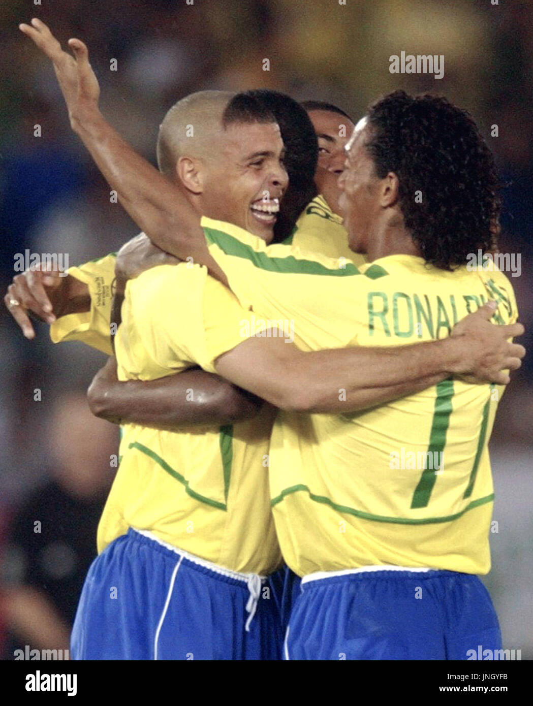 YOKOHAMA, Japan - Brazil's Ronaldo (L) celebrates with Ronaldinho after ...
