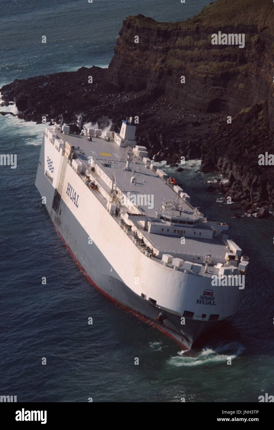 OSHIMA, Japan - The Bahamas-flagged ship Hual Europe is seen aground ...