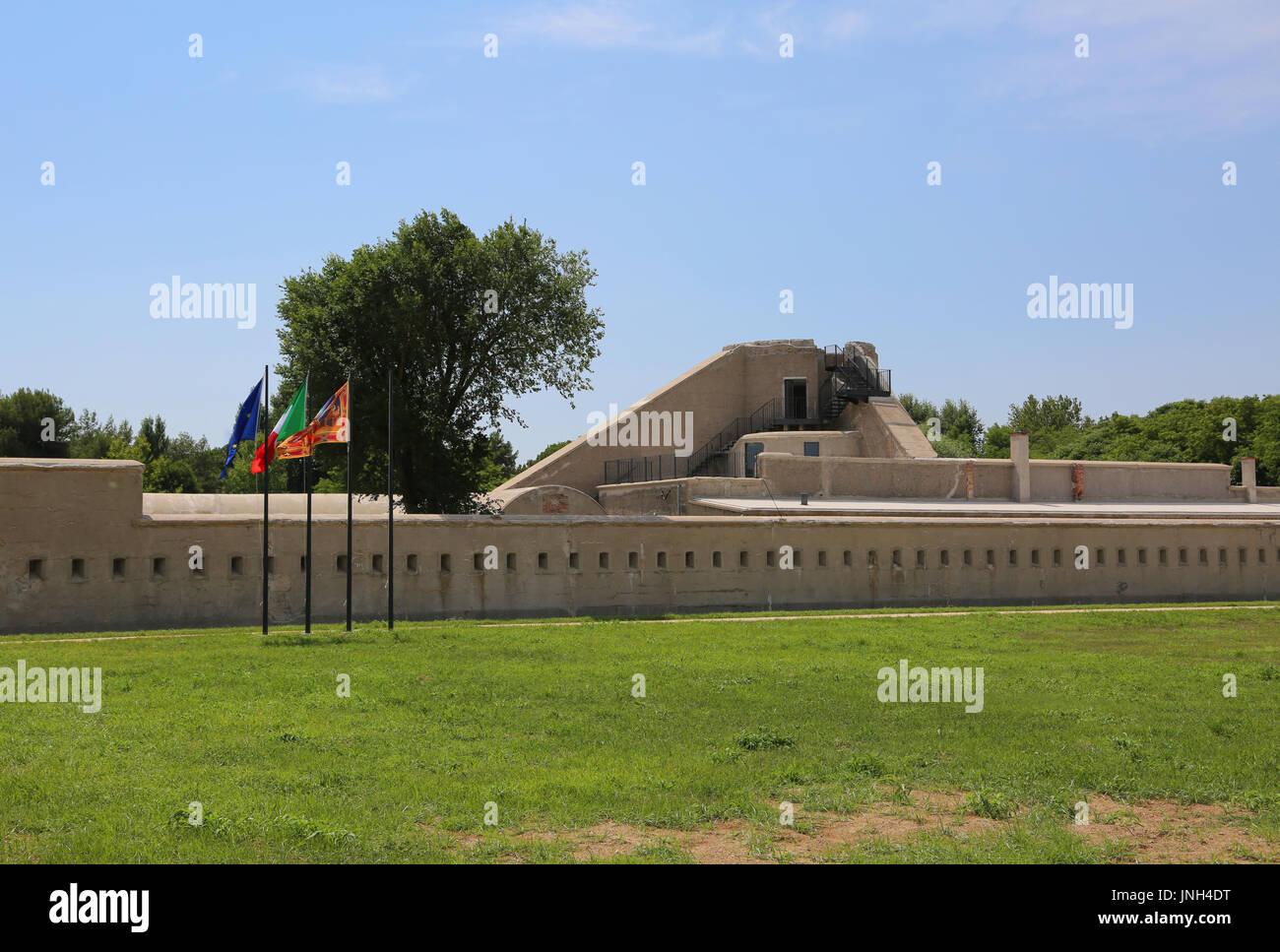 Huge fortification of World War I in Northern Italy with flags Stock ...