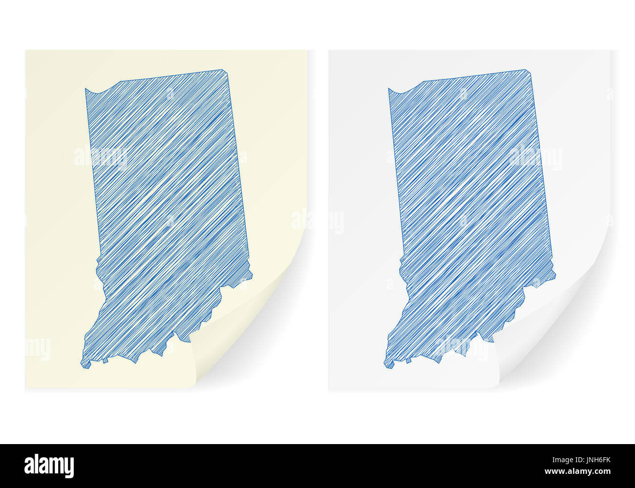 Indiana scribble map on a white background Stock Photo - Alamy