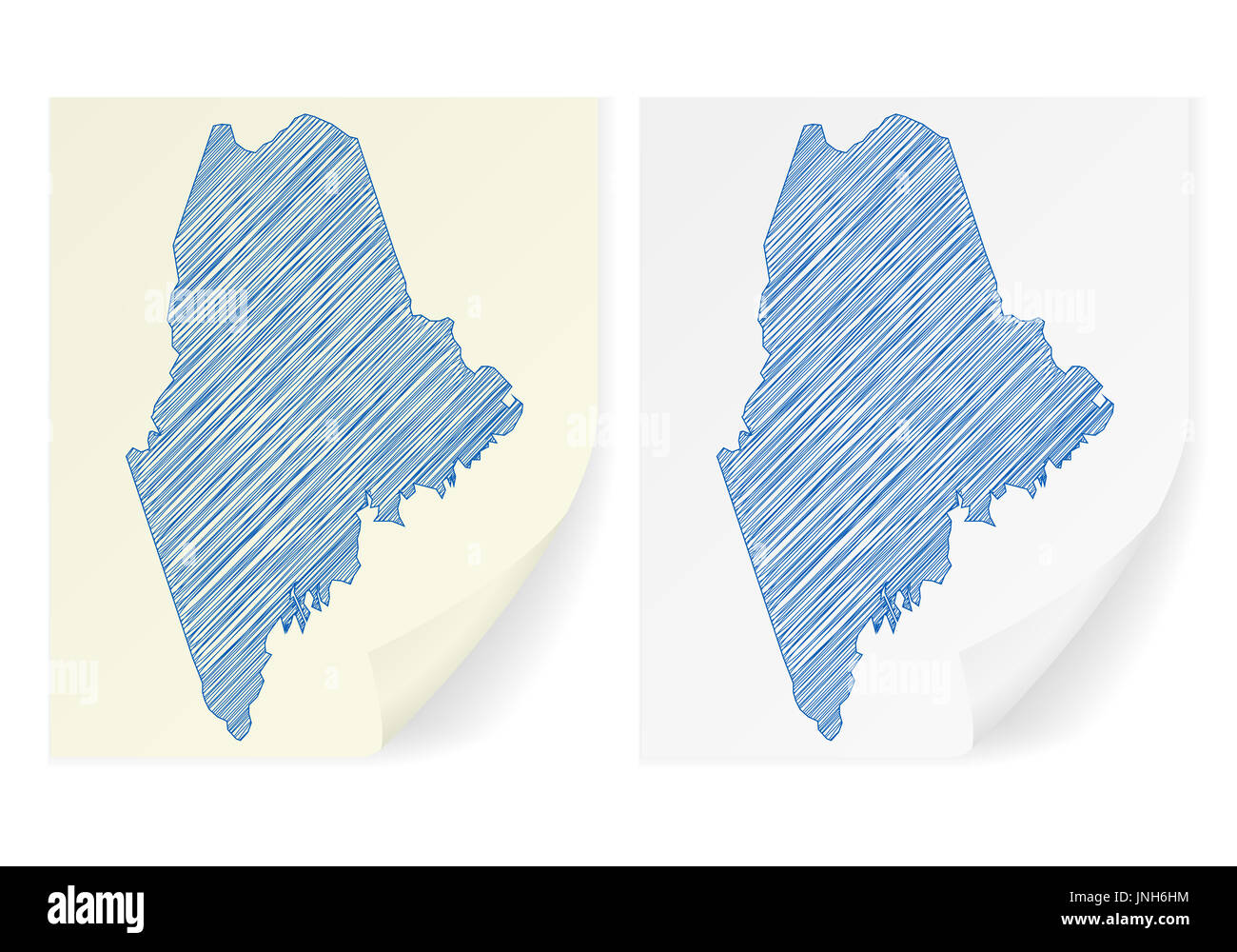 Maine scribble map on a white background Stock Photo - Alamy