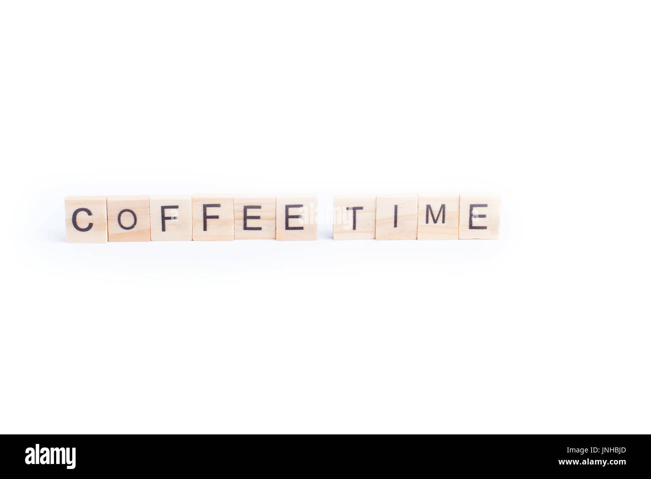 COFFEE TIME word on square tile concept isolated on white background ...