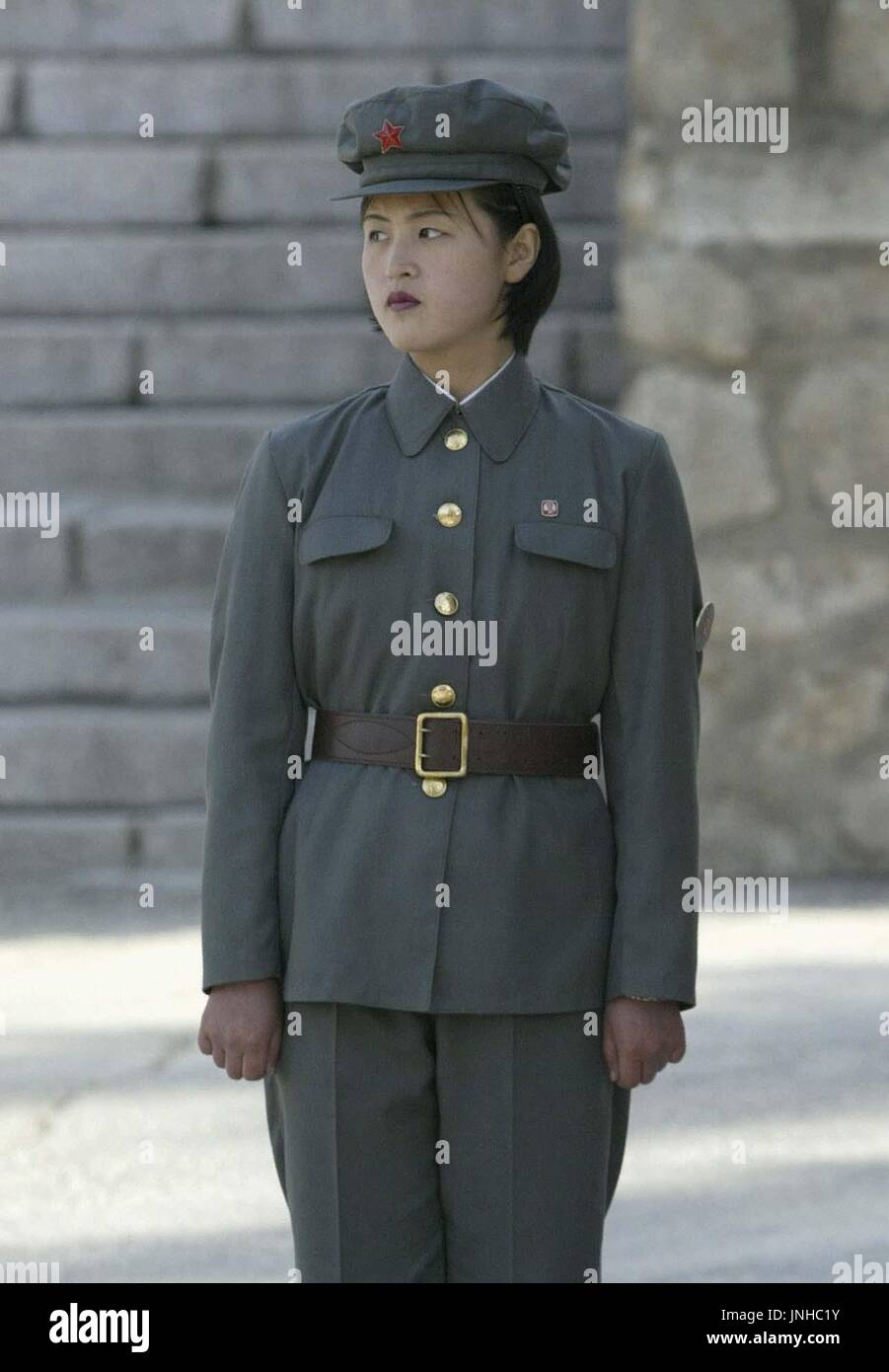 TOKYO, Japan - Female soldier on guard duty in Pyongyang. The photo was ...
