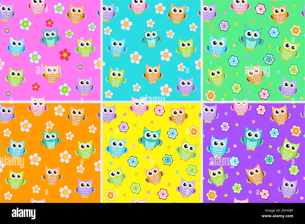 Kids seamless pattern with owls. Owl endless background, texture ...