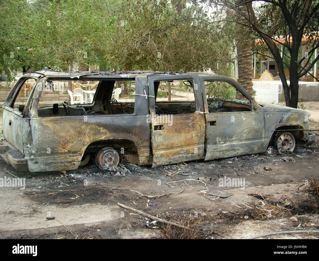 BAGHDAD, Iraq - This photo taken on May 28 shows a gutted car carrying two Japanese freelance ...