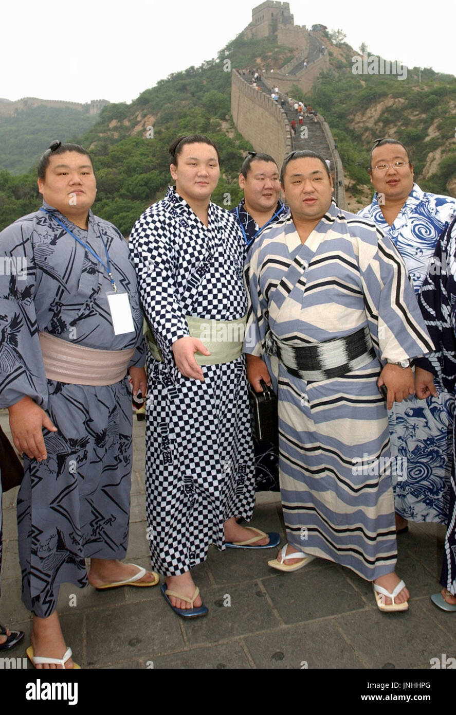 BEIJING, China - Sumo wrestlers tour the Great Wall of China in ...