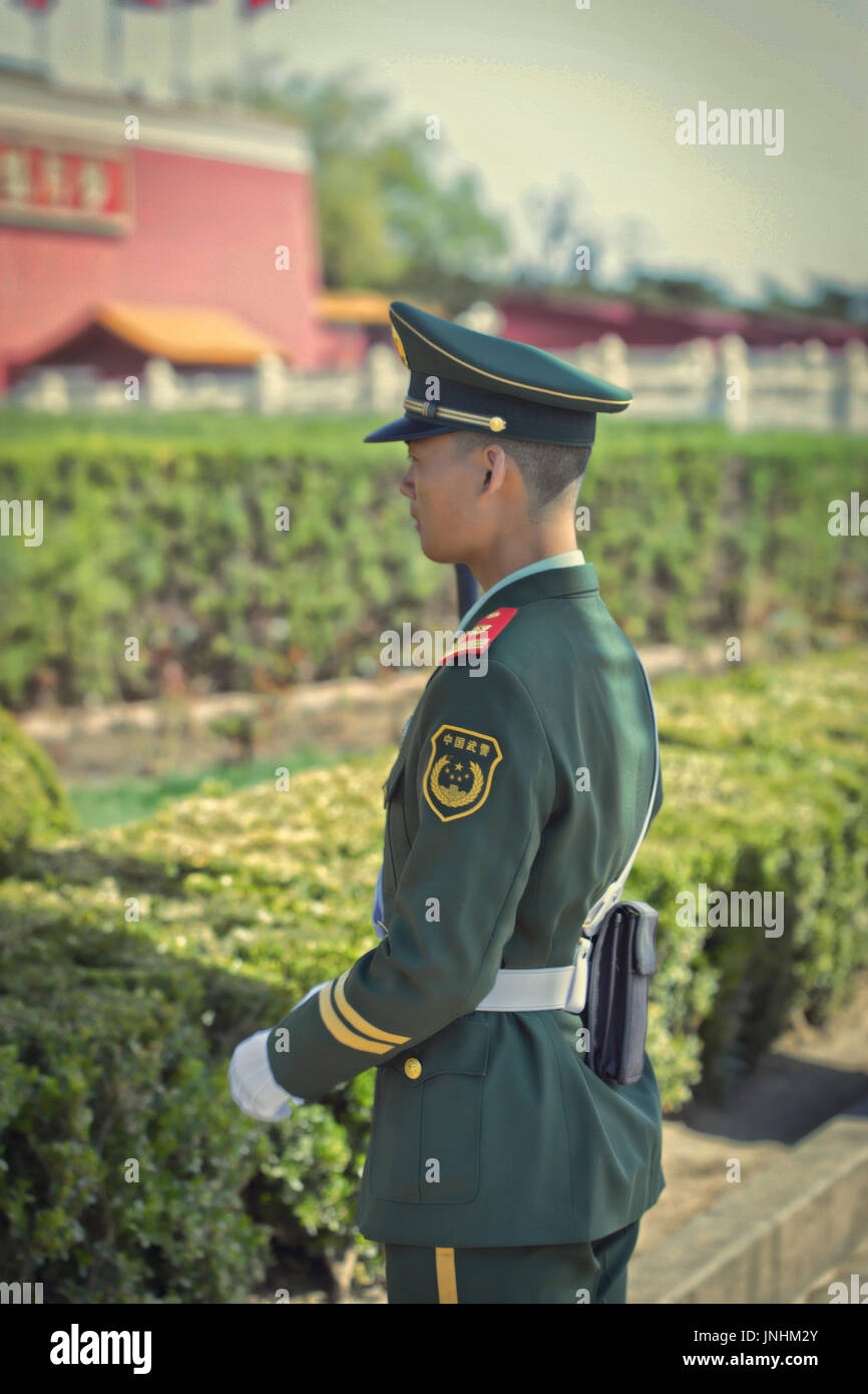 Policeman guarding Beijing's Forbidden city, Beijing, China, 2 April ...