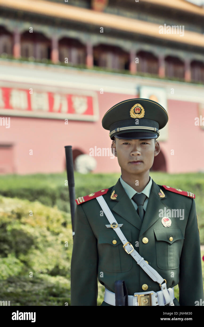 Policeman guarding Beijing's Forbidden city, Beijing, China, 2 April ...