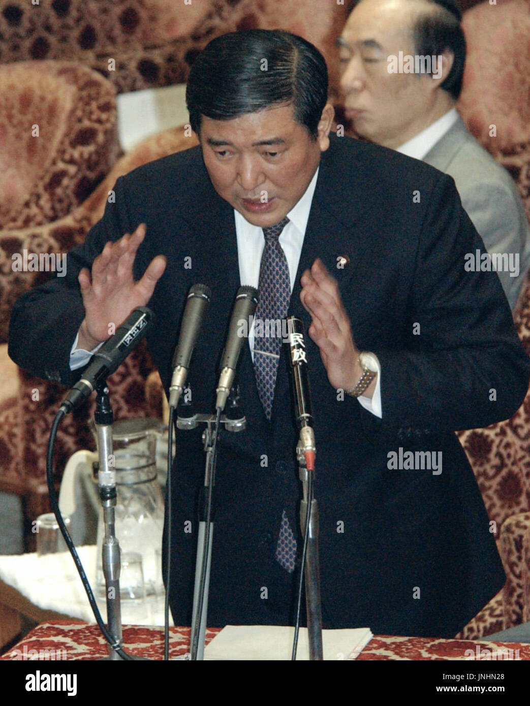 TOKYO, Japan - Defense Agency Director General Shigeru Ishiba answers ...
