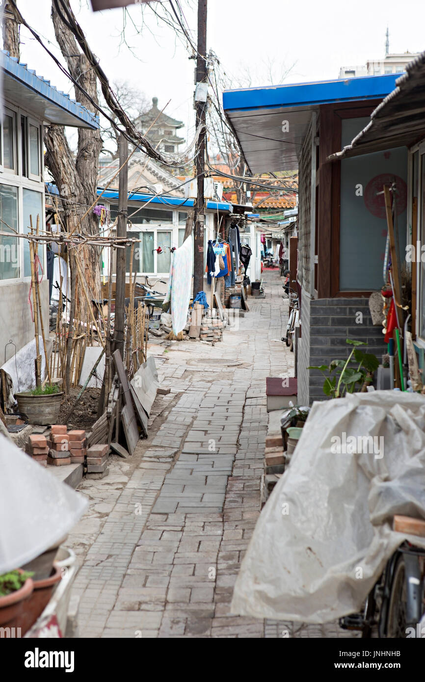 Old streets at the back of Forbidden City, Beijing, China Stock Photo ...