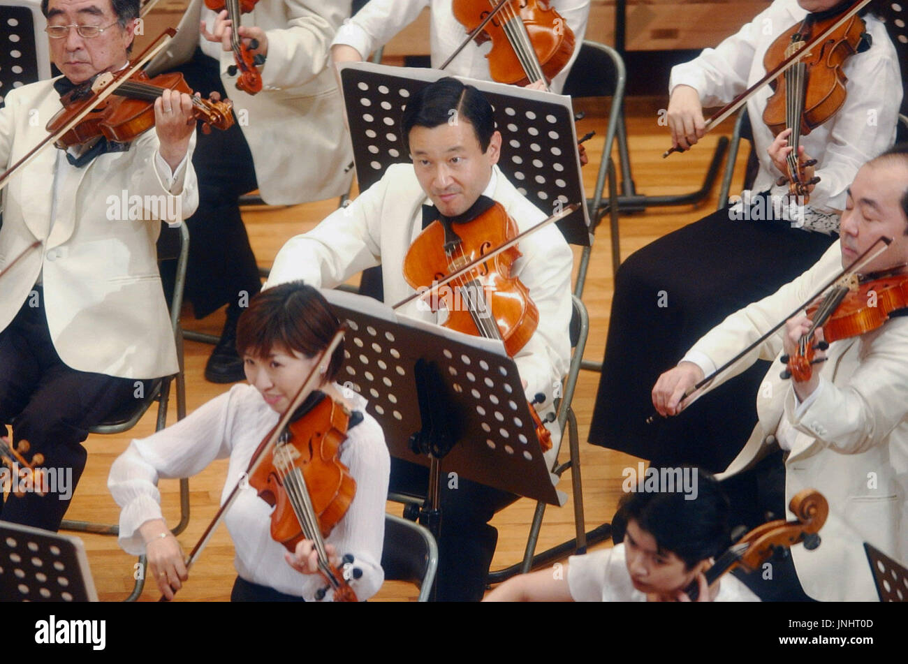 TOKYO, Japan - Crown Prince Naruhito (C) plays the viola at a regular ...