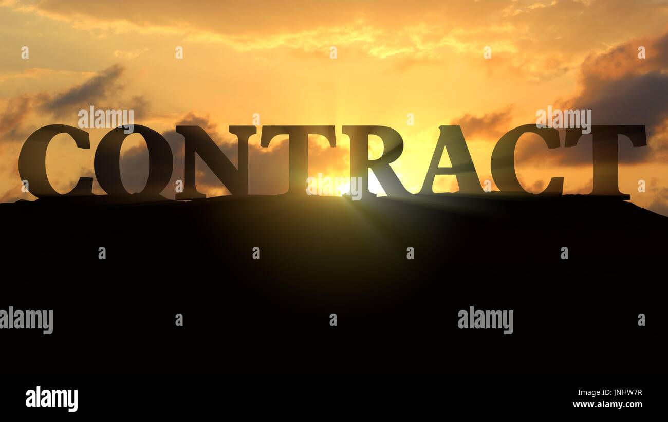 contract on sunset landscape - 3d rendering Stock Photo - Alamy