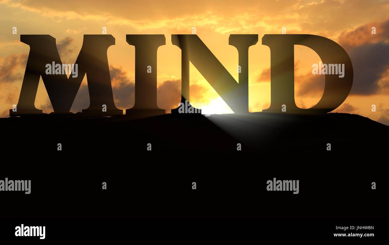 Mind on sunset Landscape - 3d rendering Stock Photo - Alamy