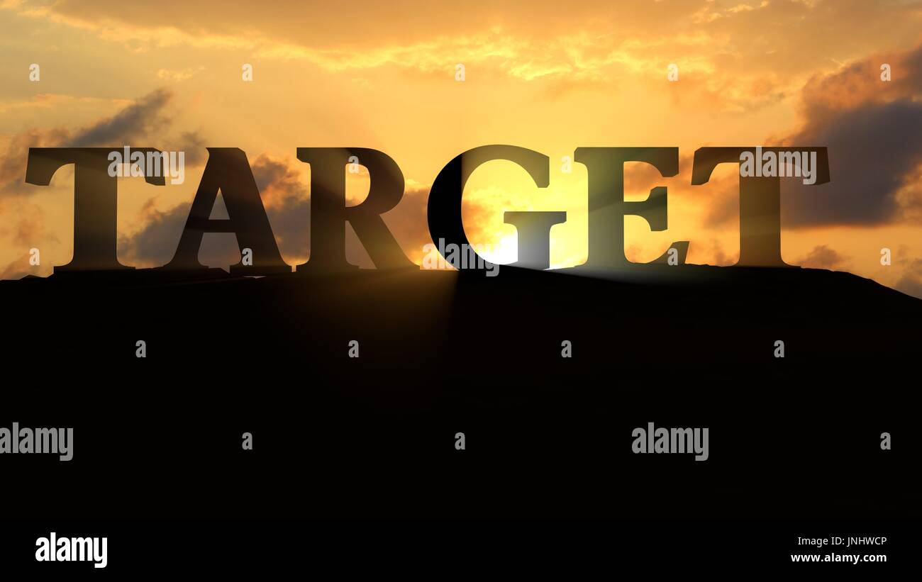 Target on sunset landscape - 3d rendering Stock Photo - Alamy