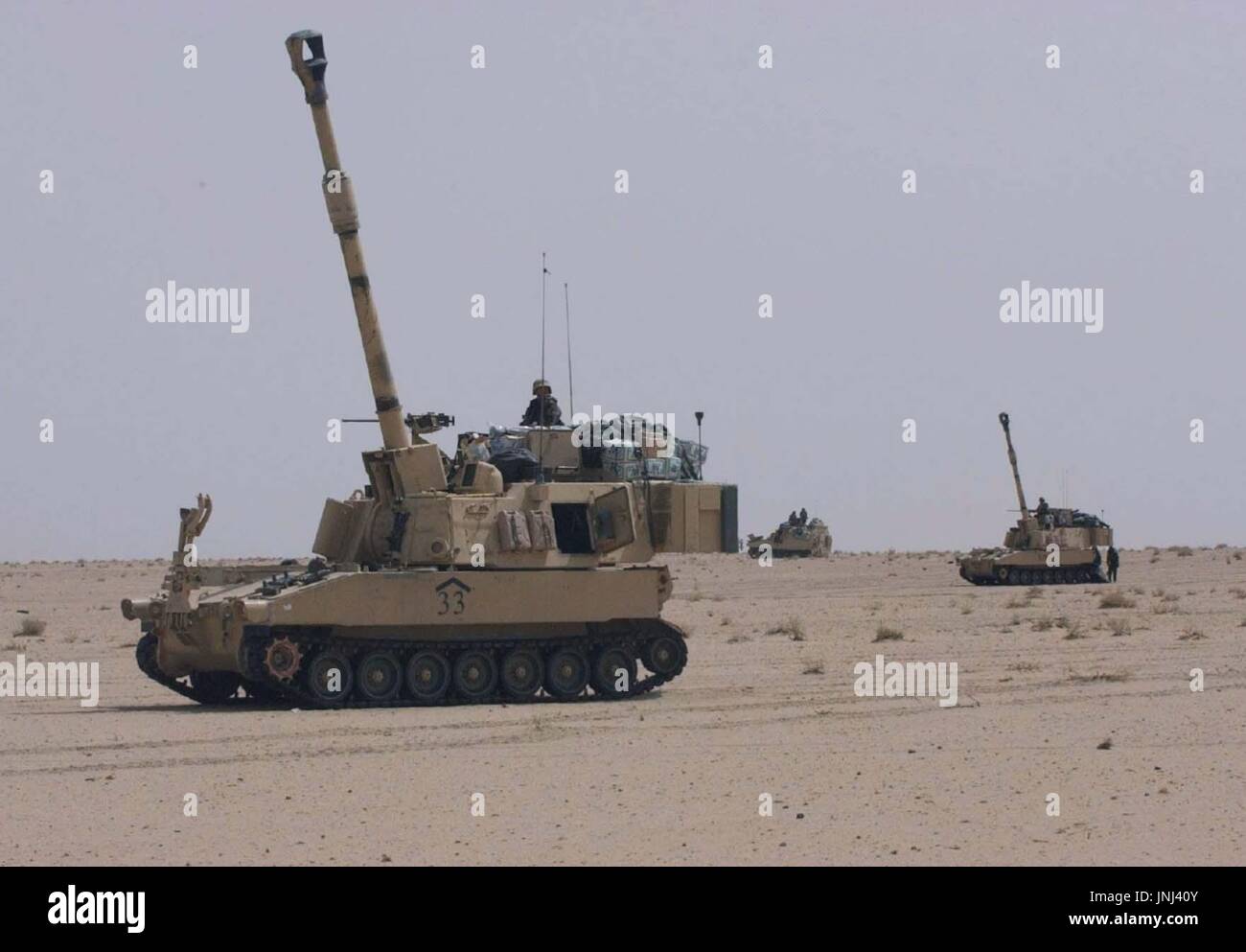 SOUTHERN IRAQ - U.S. Army vehicles are seen deployed in the desert of ...