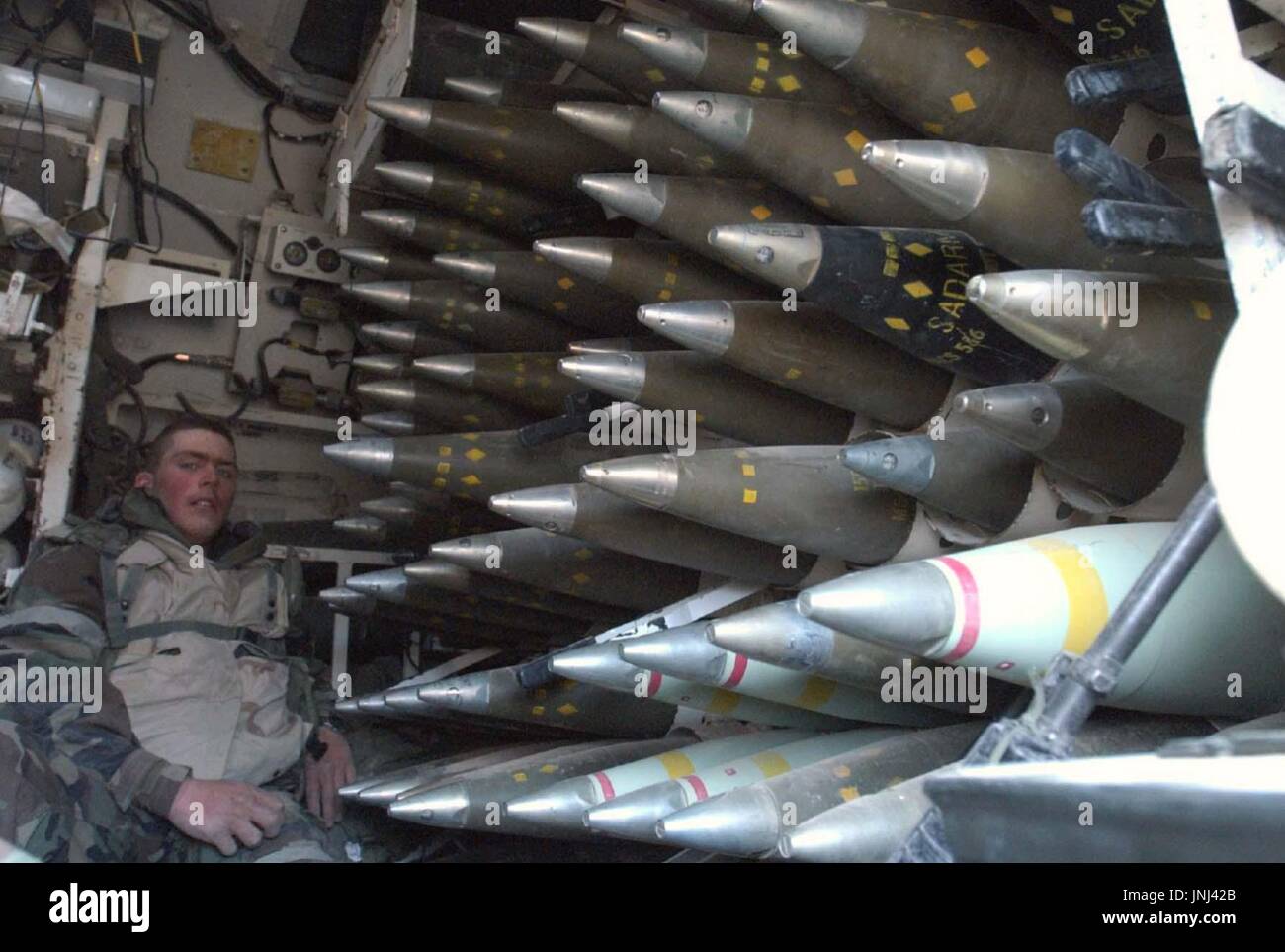 SOUTHERN IRAQ, Iraq - Photo shows shells for self-propelled guns loaded ...