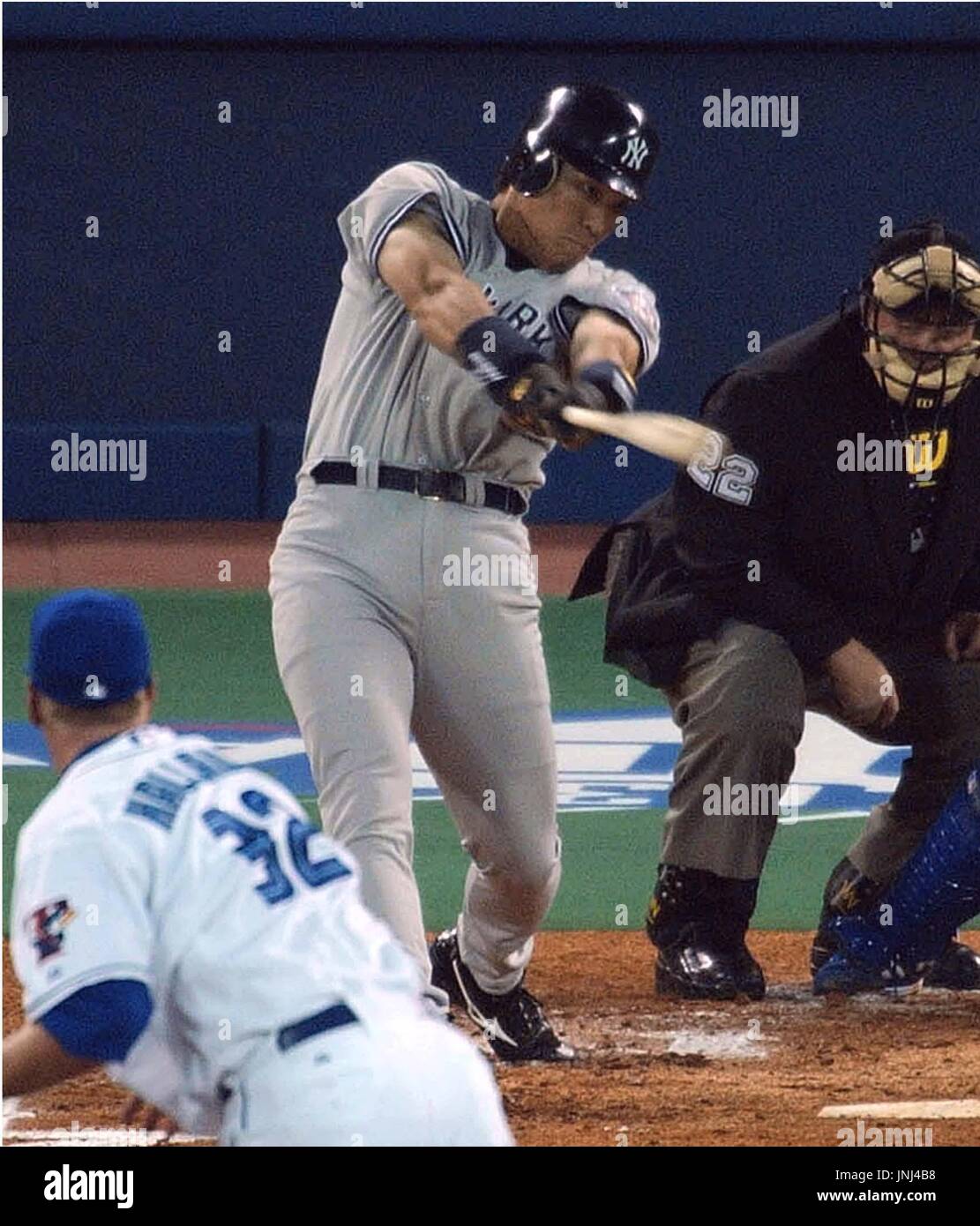 TORONTO, Canada - New York Yankees outfielder Hideki Matsui hits an RBI ...