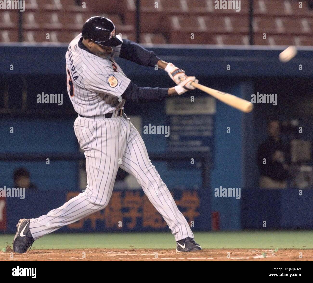 CHIBA, Japan - Nippon Ham Fighters outfielder Angel Echevarria his a ...