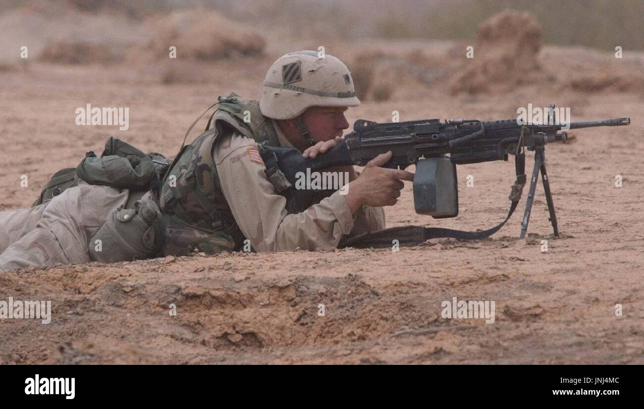 BAGHDAD, Iraq - U.S. soldier takes aim on April 6 in Baghdad. (Kyodo ...