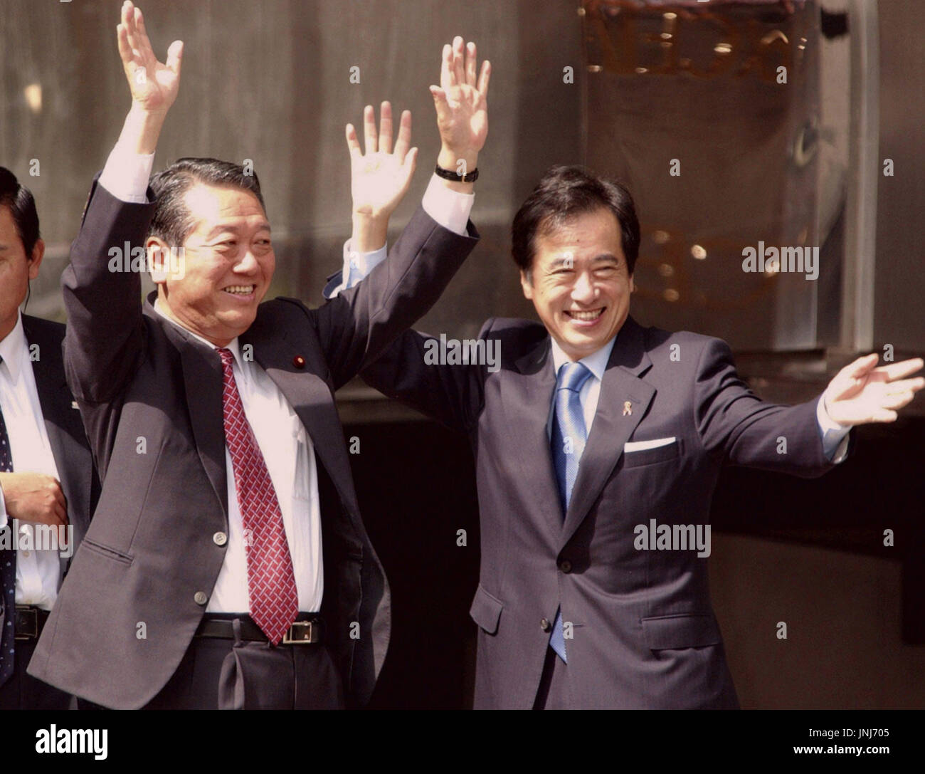 KANAZAWA, Japan - Democratic Party of Japan (DPJ) leader Naoto Kan (R ...