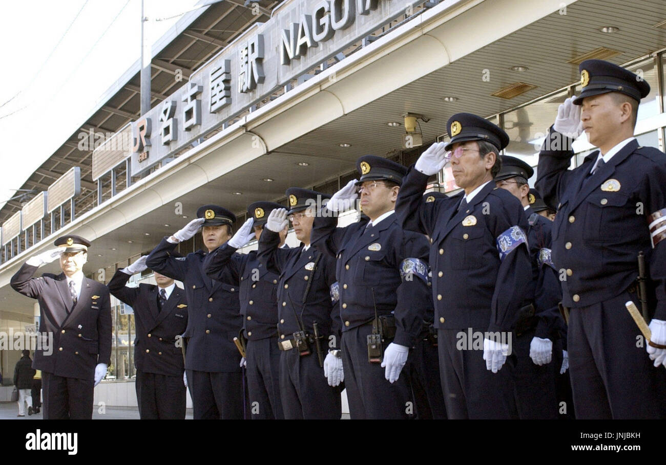 NAGOYA, Japan - Police officers line up during a ceremony in front of ...