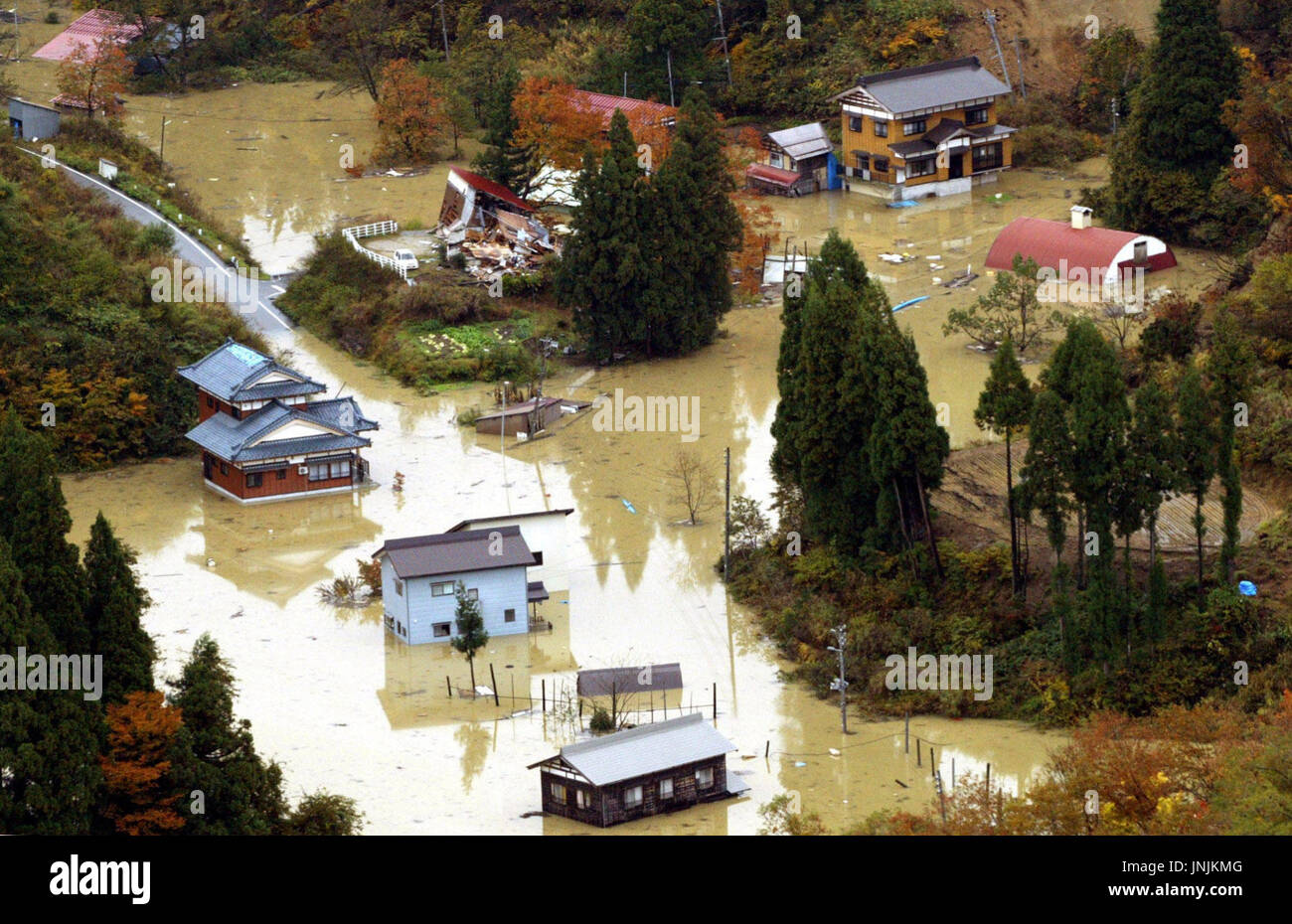 YAMAKOSHI, Japan - Houses in the mountain village of Yamakoshi stand ...