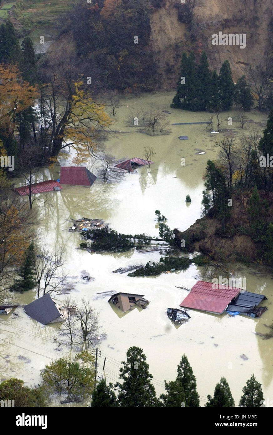 YAMAKOSHI, Japan - Houses in the isolated mountain village of Yamakoshi ...