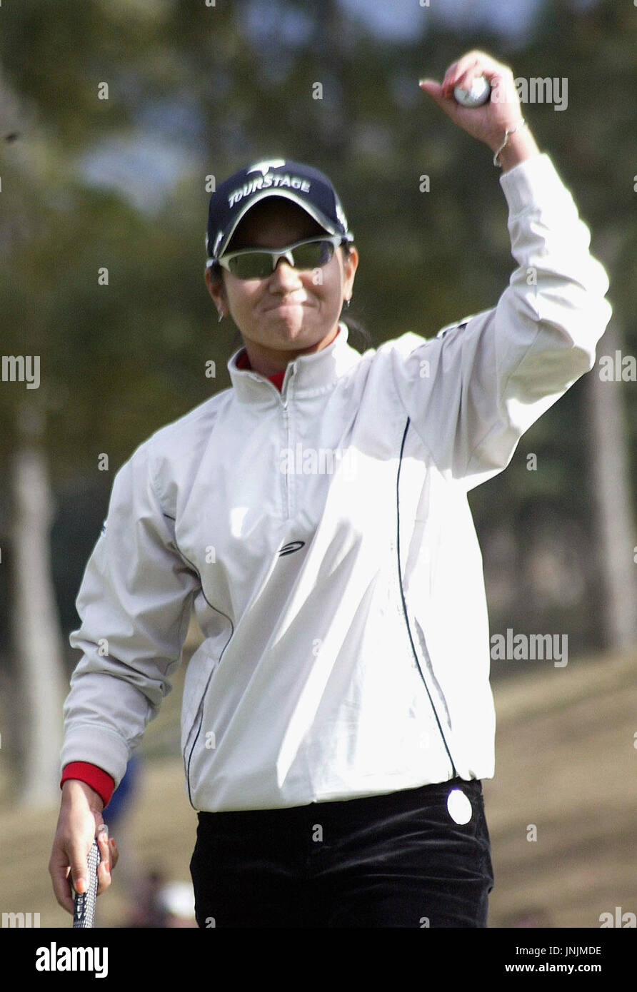 SAITA, Japan - Ai Miyazato shows happiness after winning the Elleair ...