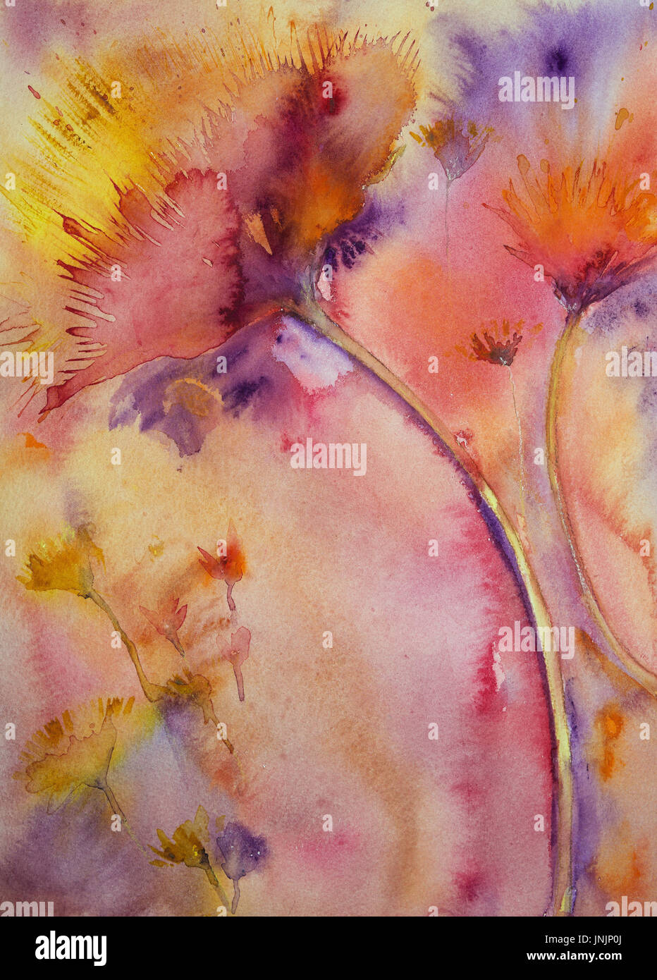 Ravelled roses with exploding colors. The dabbing technique near the ...