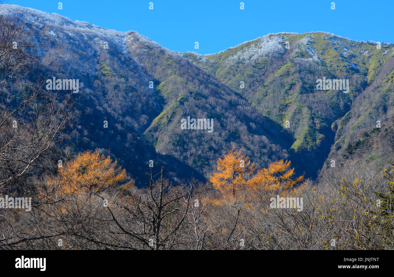 Mountain scenery at Nikko National Park in Nikko, Japan. Nikko is ...
