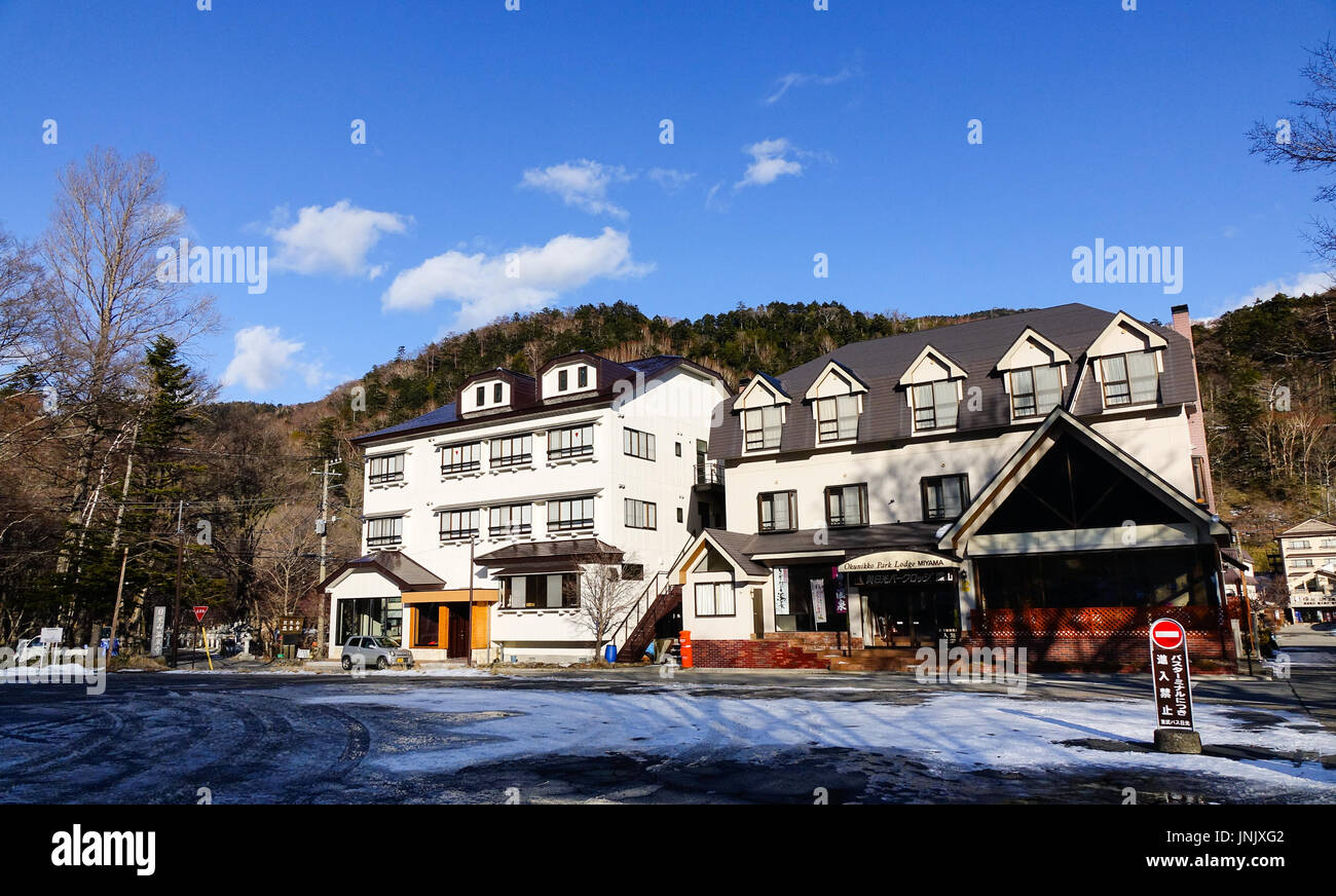 Nikko, Japan - Jan 2, 2016. A luxury hotel located at Yumoto Onsen in ...