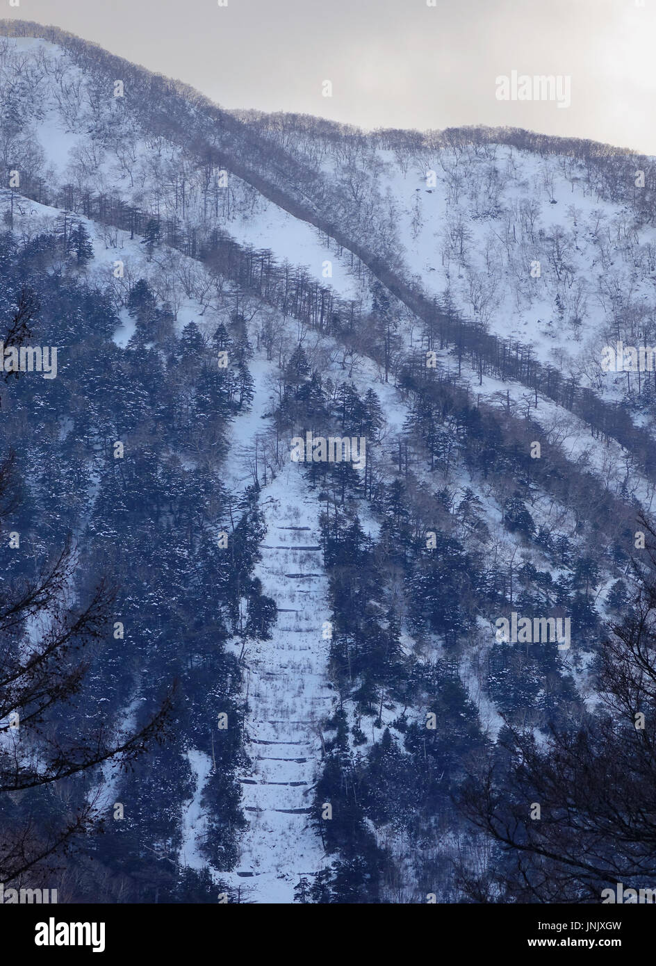 Winter scene with snow mountain in Nikko, Japan Stock Photo - Alamy