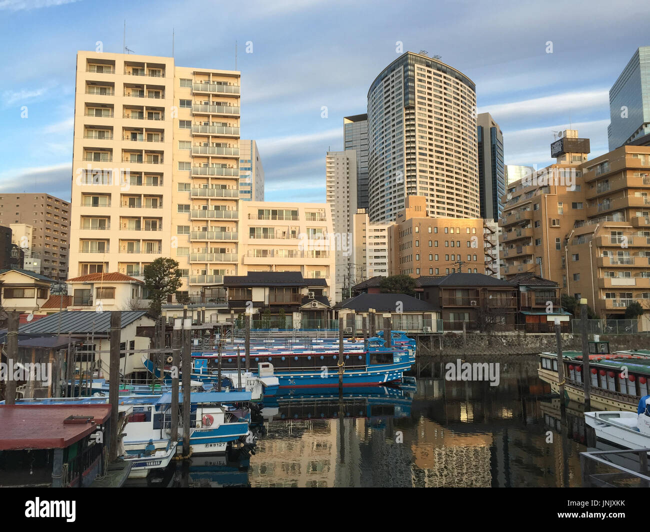Tokyo, Japan - Jan 2, 2016. Buildings located Shinawa district in Tokyo ...
