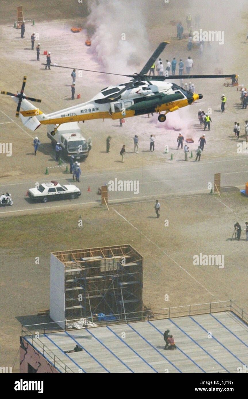 CHIBA, Japan - An Air Self-Defense Force helicopter rescues people on ...