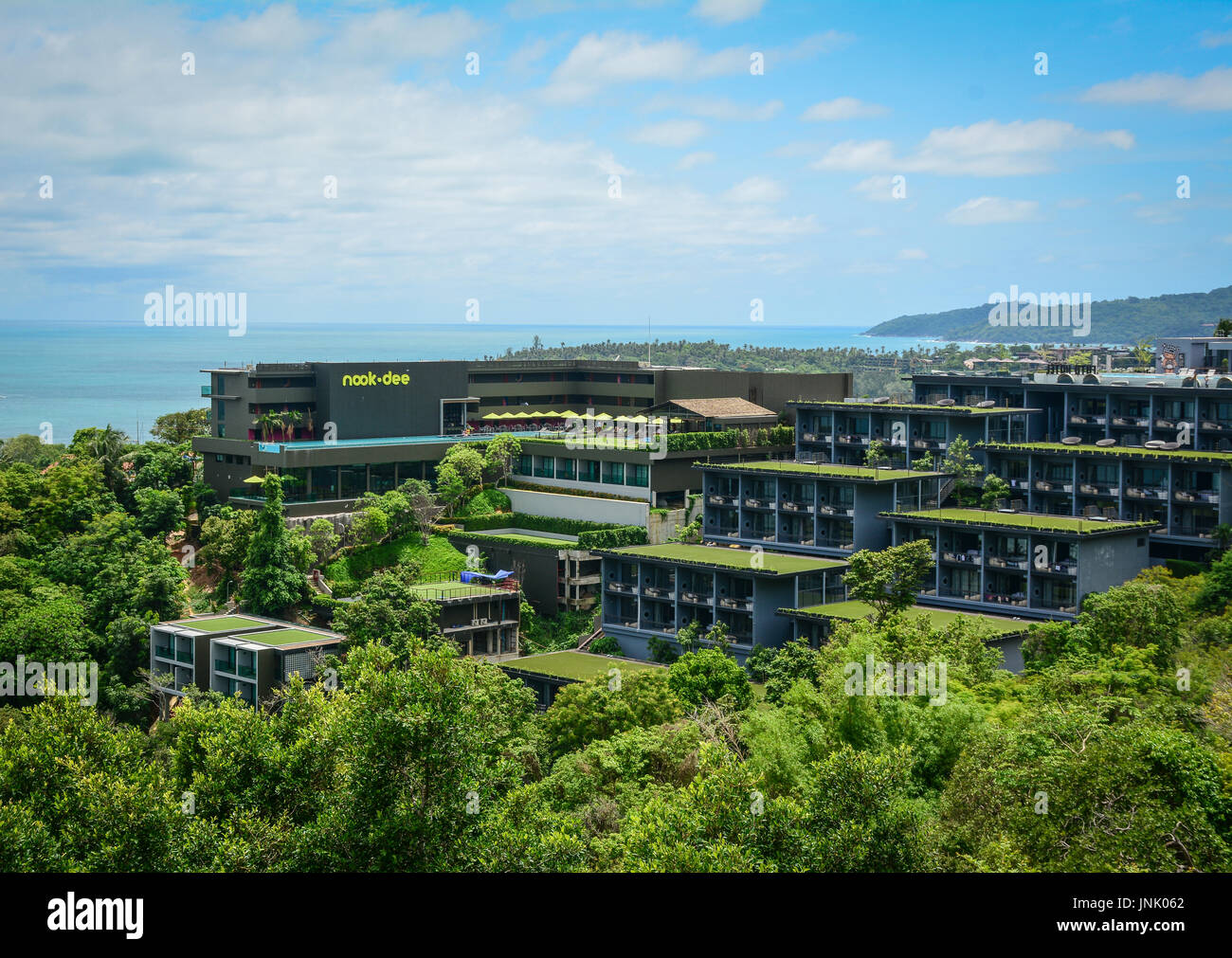 Phuket, Thailand - Jun 19, 2016. Nook Dee resort on green hill in ...